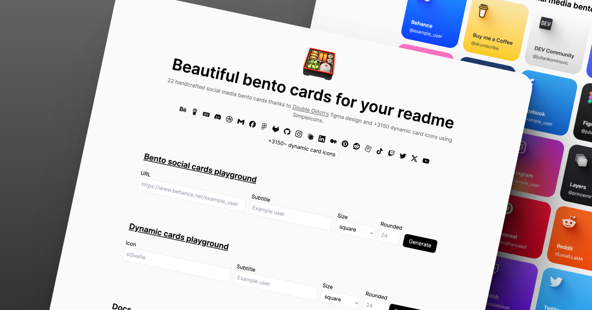 🍱 Bentisca - Beatiful bento cards for your readme